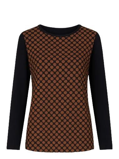 CONQUISTA Silk Detail Long Sleeve Top - Black