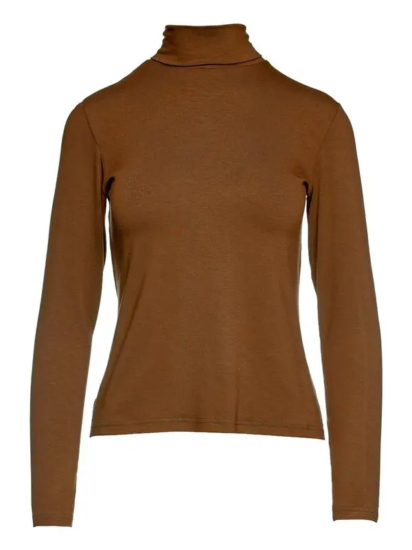 CONQUISTA Long Sleeve Polo Neck Jumper - Brown