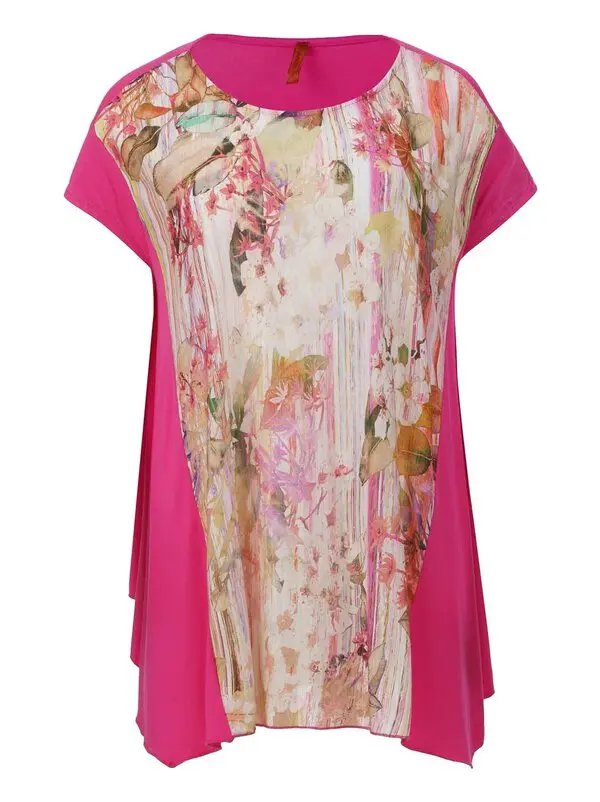 CONQUISTA Oversized Watercolor Floral Top - Black