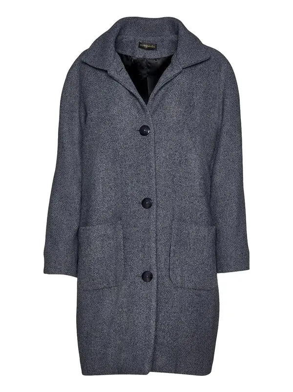 CONQUISTA Wool Blend Melange Coat - Grey