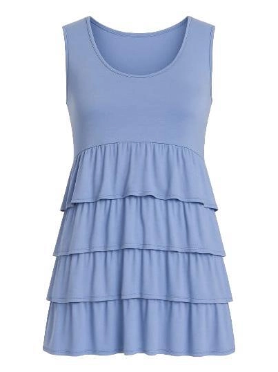 CONQUISTA Sleeveless Tiered Frill Top - Purple