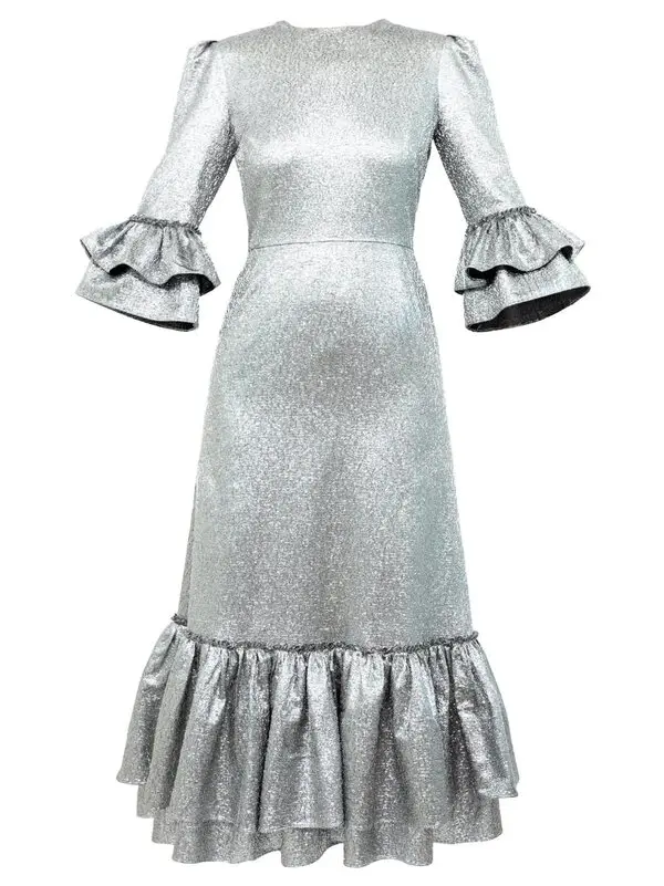 KAROLINA OZOLINSIUTE Silver Metallic Maxi Dress - Silver/grey