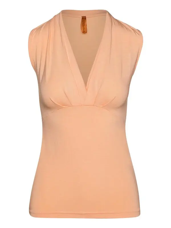 CONQUISTA Faux Wrap Sleeveless Top - Orange