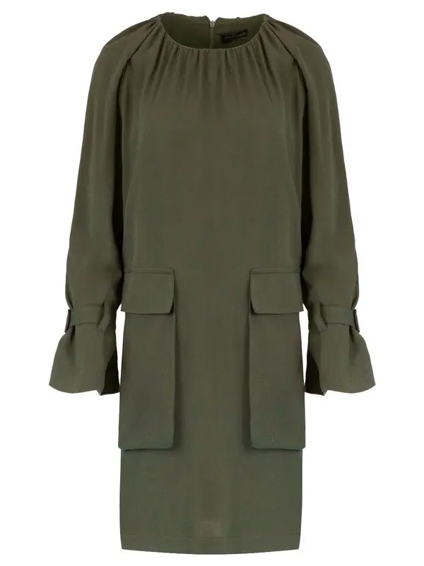 CONQUISTA Khaki Tencel Dress With Pocket Detail - Yellow