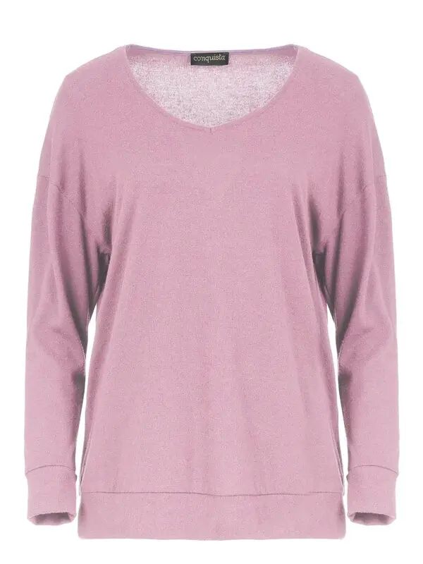 CONQUISTA V-neck Knit Top - Pink