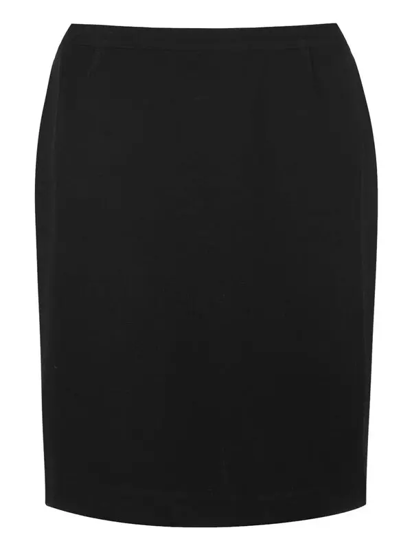 CONQUISTA Woven Pencil Skirt With Gold Zip Detail - Black