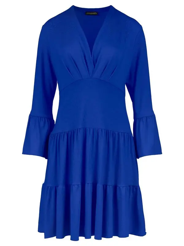 CONQUISTA Royal Jersey Tiered Dress - Blue