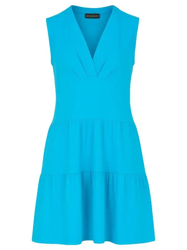 CONQUISTA Sleeveless Turquoise Cotton Jersey Dress - Blue