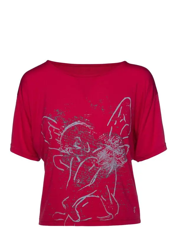 CONQUISTA Abstract Print Micromodal Tee - Red