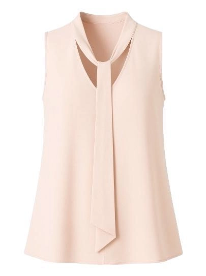 CONQUISTA Sleeveless Tie Detail Top In Viscose Crepe - Orange