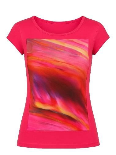CONQUISTA Print & Solid Colour Top - Red