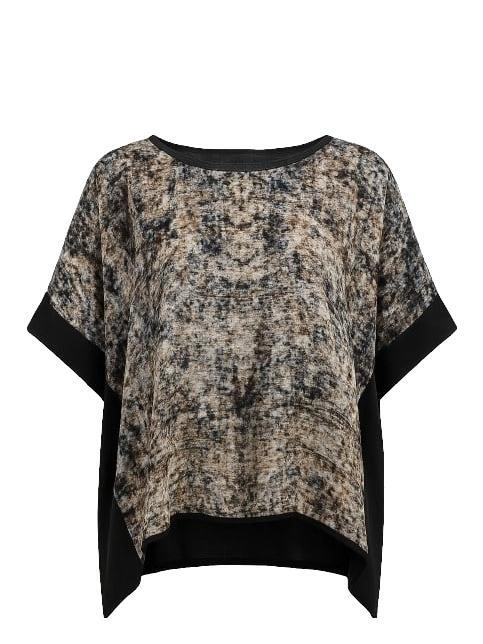 CONQUISTA Oversized Sequined Print Top - Black