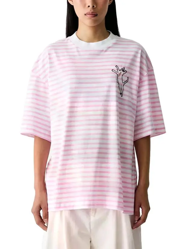 Iceberg Striped Embroidered T-shirt - Pink