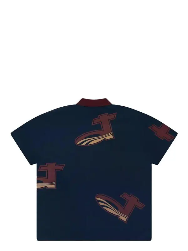 DENIM TEARS Graphic-print Polo Shirt - Blue
