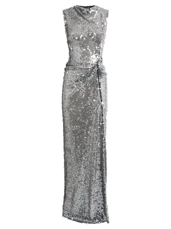 Lapointe Sequin Tuck-detail Gown - Black