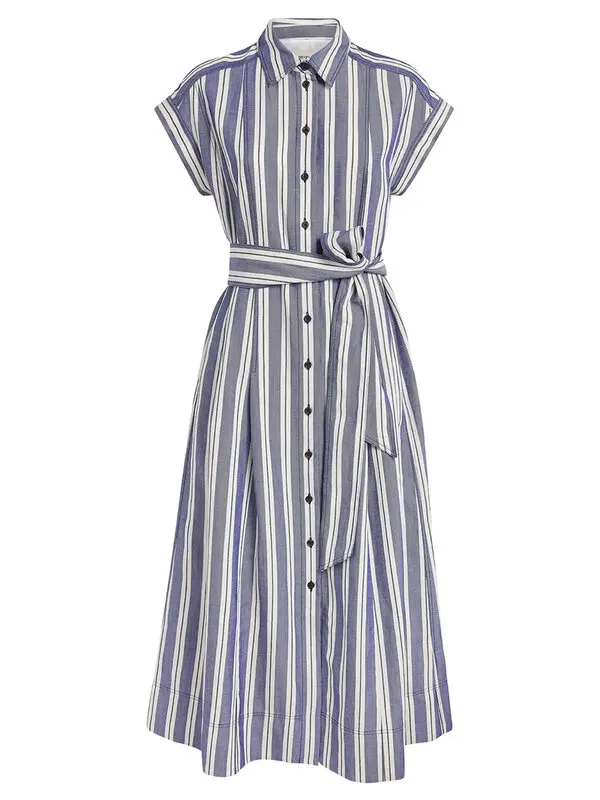 ME+EM Stripe Midi Shirt Dress - Blue