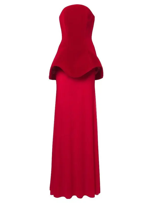 David Koma Peplum Strapless Gown - Red