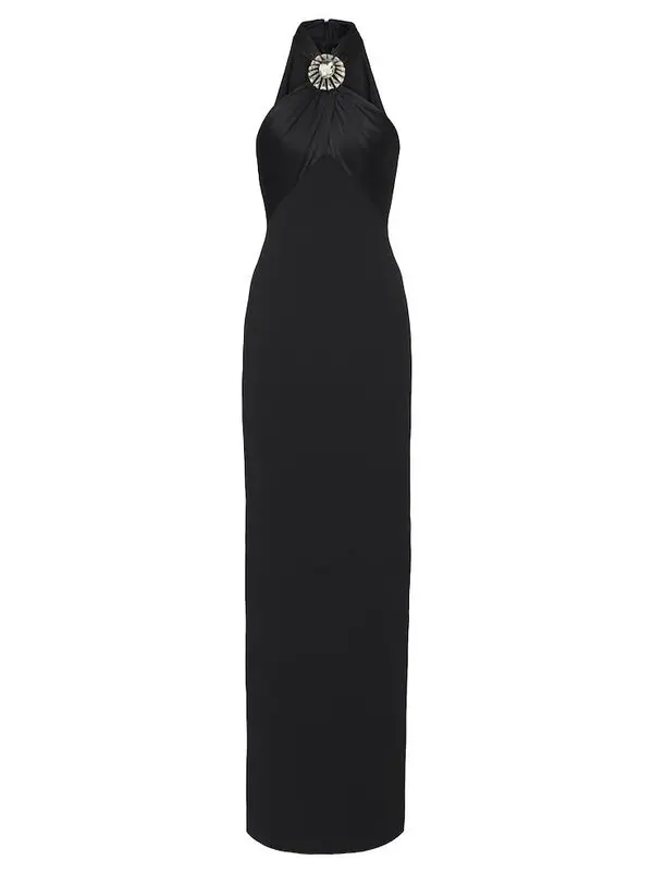 David Koma Embellished Halterneck Gown - Black