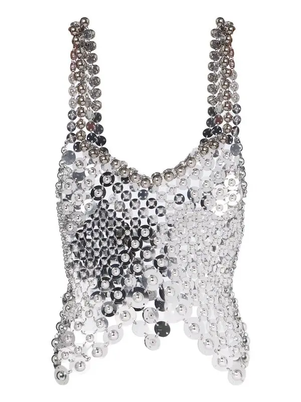 Rabanne Chainmail Embellished Top - Silver