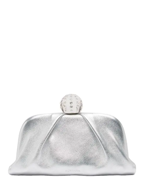 AQUAZZURA Tequila Embellished Canvas Clutch - Silver