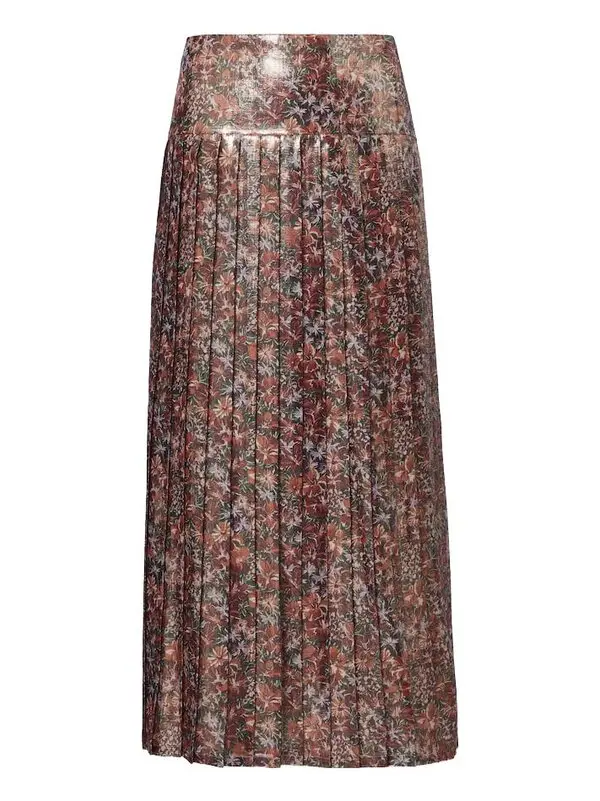 Valentino Garavani Floral Pleated Silk-blend Lame Midi Skirt - Multicoloured