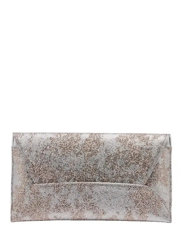 AQUAZZURA Envelope Sequined Metallic Leather Clutch - Silver