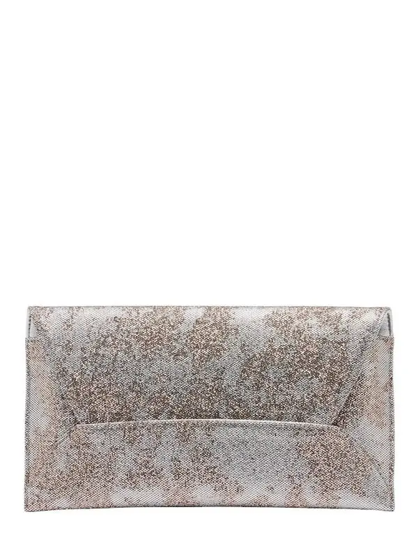 AQUAZZURA Envelope Sequined Metallic Leather Clutch - Silver