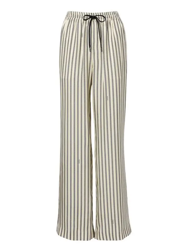 Versace Striped Silk Wide-leg Pants - Yellow