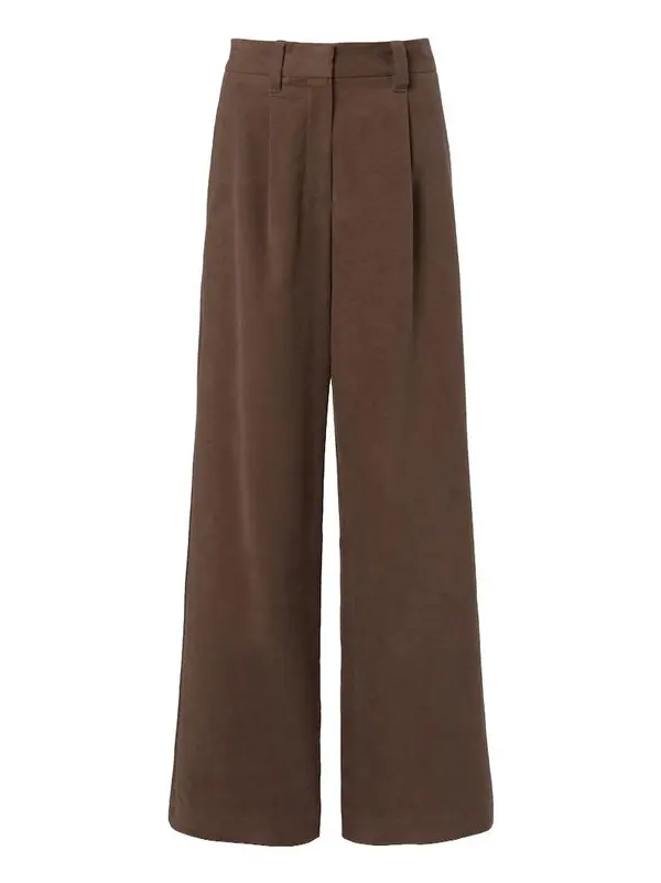 Brunello Cucinelli Monili Cotton Wide-leg Pants - Brown