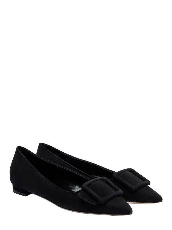 Manolo Blahnik Maysale Suede Ballet Flats - Black