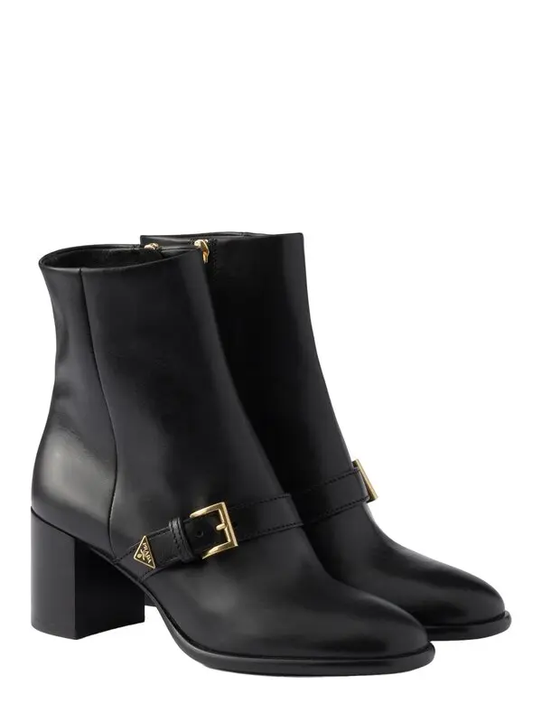 Prada Leather Booties - Black