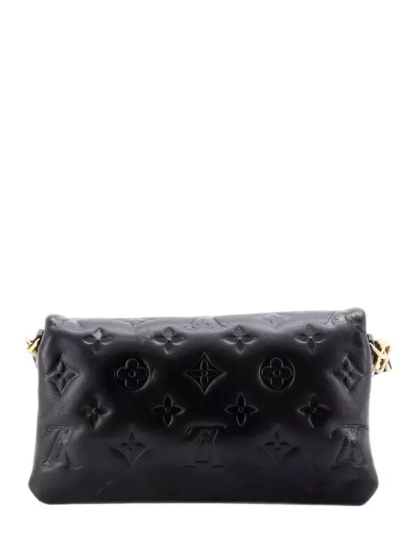LOUIS VUITTON Convertible Coussin Pochette Monogram Embossed Lambskin Shoulder Bag - Black