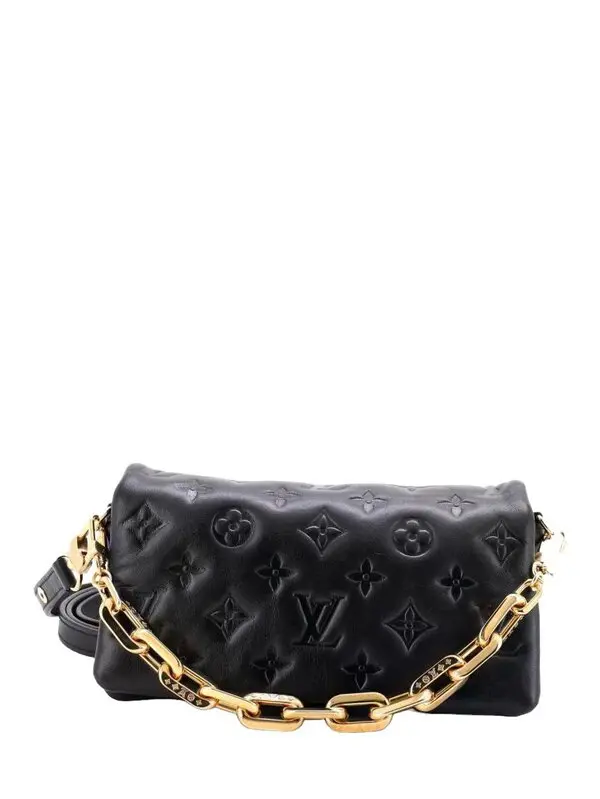 LOUIS VUITTON Convertible Coussin Monogram Embossed Lambskin Shoulder Bag - Black