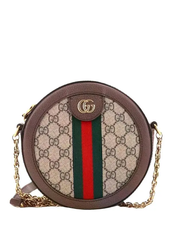 Gucci Ophidia Round Shoulder Bag Gg Coated Canvas Mini - Brown