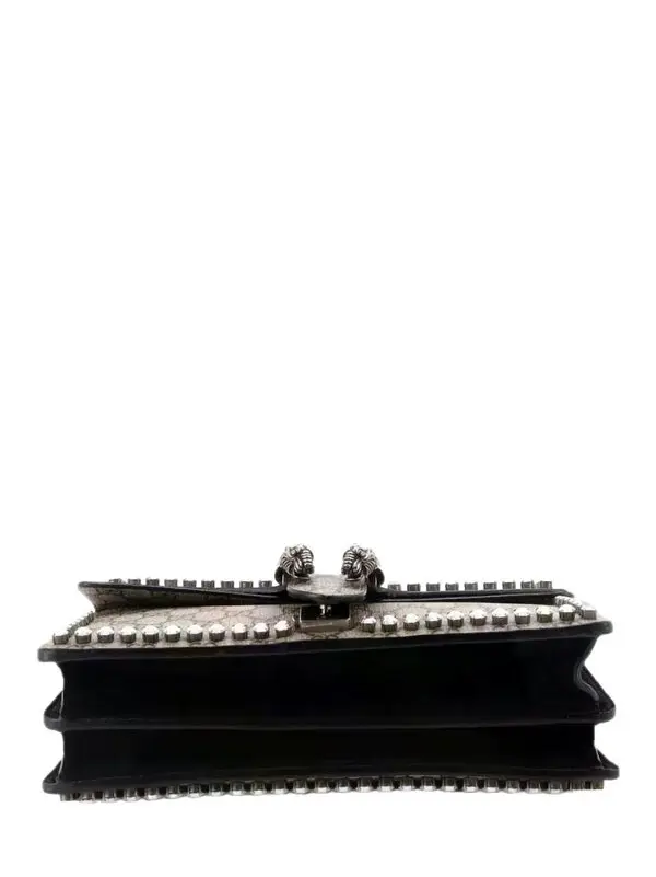Gucci Dionysus Bag Crystal Embellished Gg Coated Canvas Medium Shoulder Bag - Black