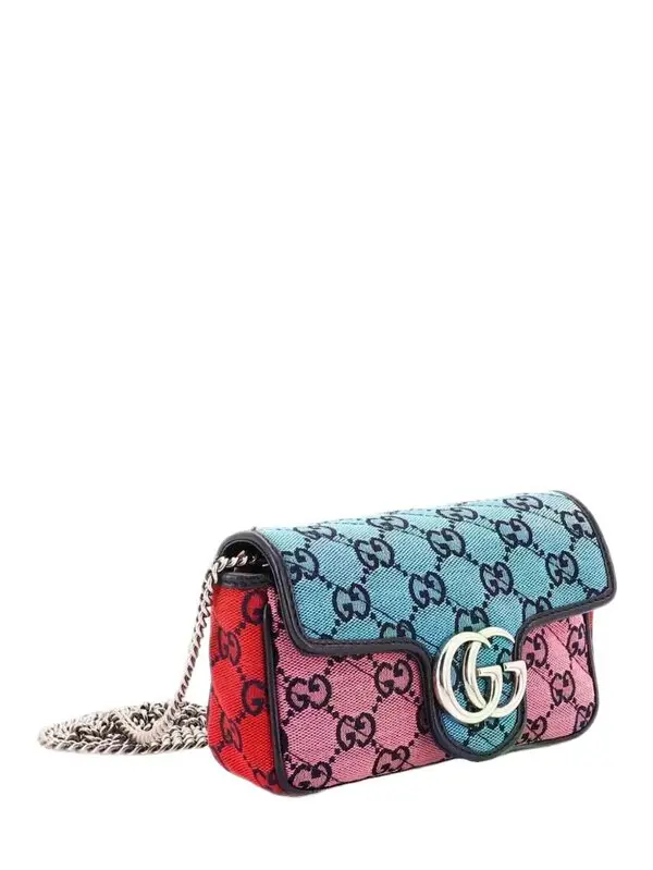 Gucci Gg Marmont Flap Bag Diagonal Quilted Gg Canvas Super Mini Crossbody Bag - Multicolour