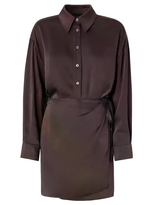 Pinko Wrap-style Long-sleeve Shirt Dress - Brown