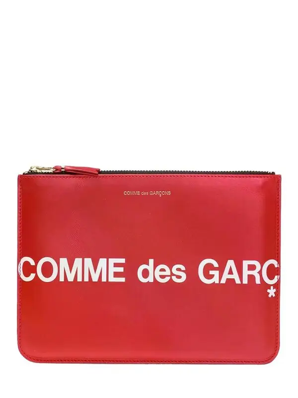 Comme Des Garçons Logo-print Leather Pouch - Red