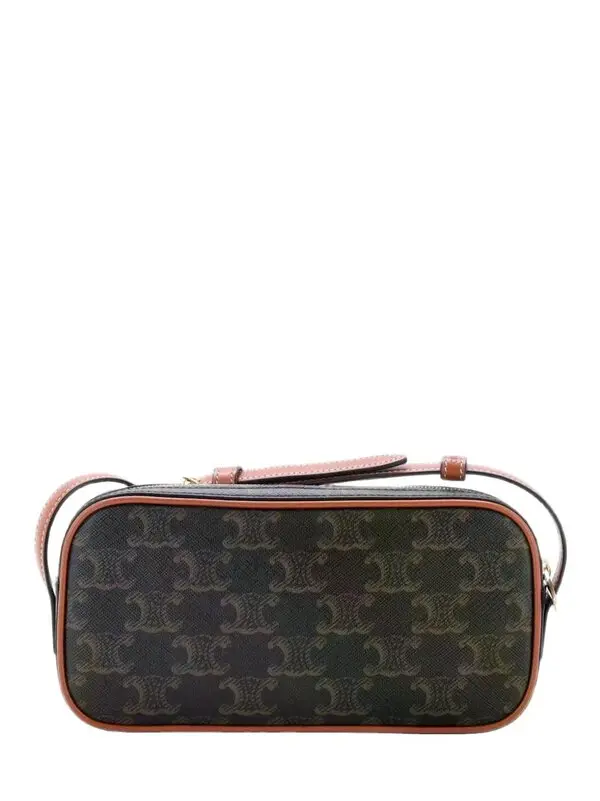 Celine Cuir Triomphe Camera Embroidered Triomphe Coated Canvas With Leather Small Shoulder Bag - Brown