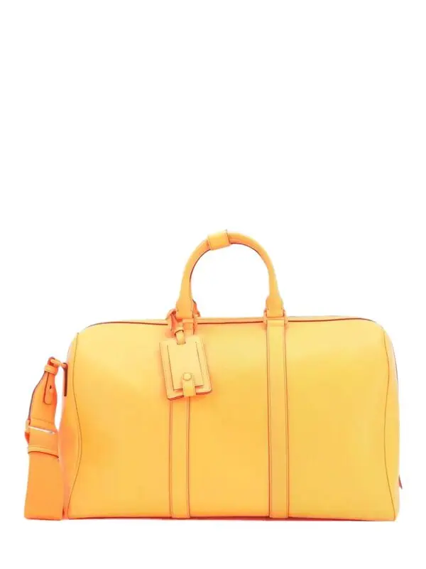 Gucci Convertible Duffle Bag Gg Rubber Effect Leather Medium Travel Bag - Orange