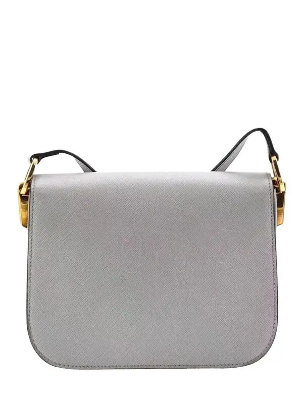 Prada Embleme Flap Bag Saffiano Leather Small Shoulder Bag - Grey