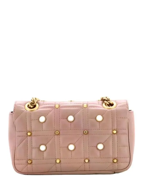 Gucci Pearly Gg Marmont Flap Bag Embellished Matelasse Leather Mini Shoulder Bag - Neutrals