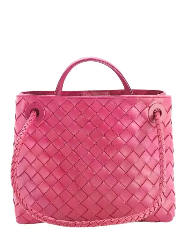 Bottega Veneta Andiamo Top Handle Bag Intrecciato Nappa Small Satchel - Pink