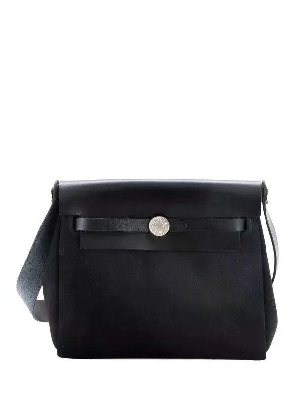 Hermès Herbag Zip Toile And Leather Shoulder Bag - Black