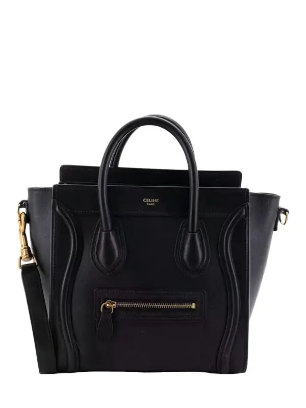 Celine Luggage Bag Smooth Leather Nano Crossbody Bag - Black