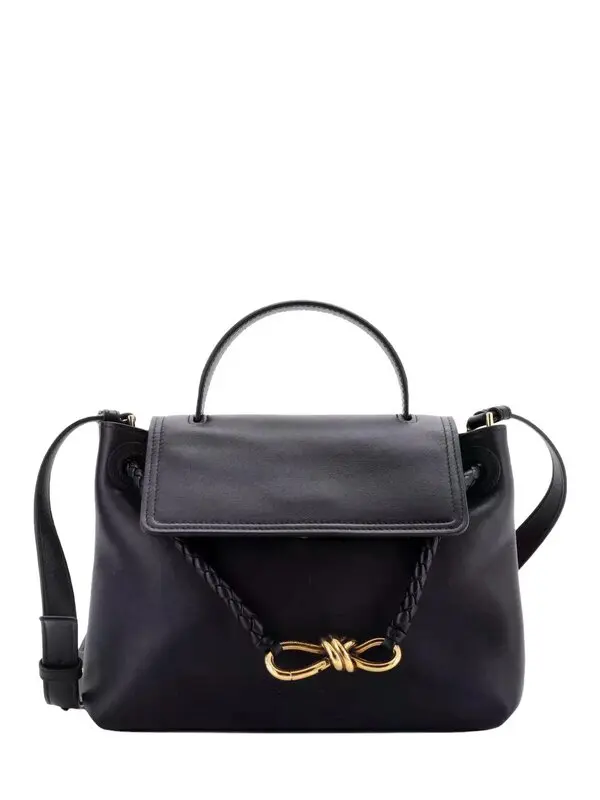 Bottega Veneta Leather Ciao Ciao Top Handle Bag With Intrecciato Detail - Black