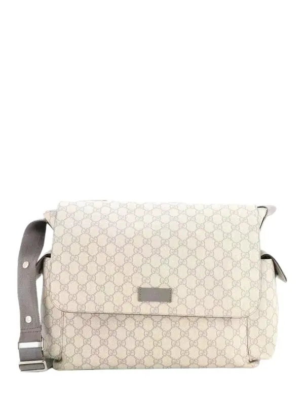 Gucci Diaper Bag Gg Coated Canvas Crossbody Bag - Grey