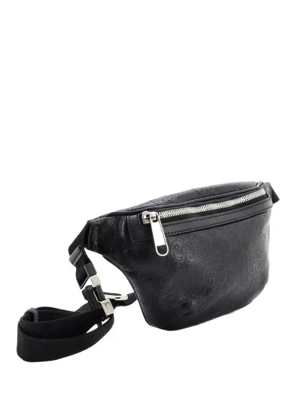 Gucci Gg Embossed Perforated Leather Small Belt Bag - Black