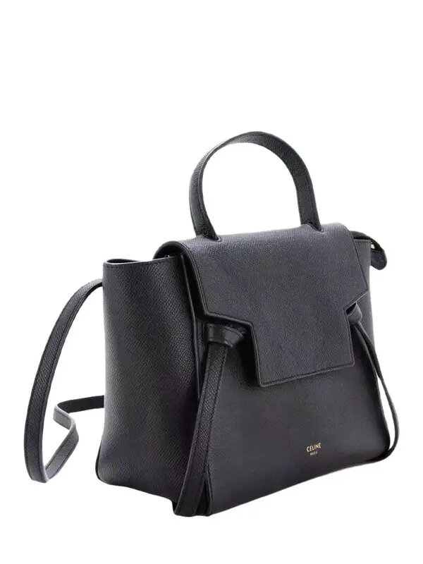Celine Belt Bag Textured Leather Nano Shoulder Bag - Black