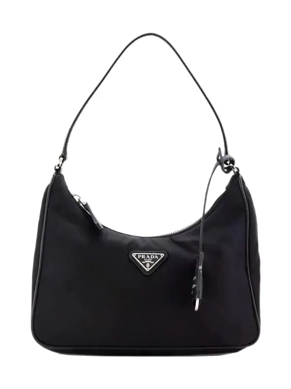 Prada Re-edition 2005 Tessuto With Saffiano Leather Mini Hobo Bag - Black
